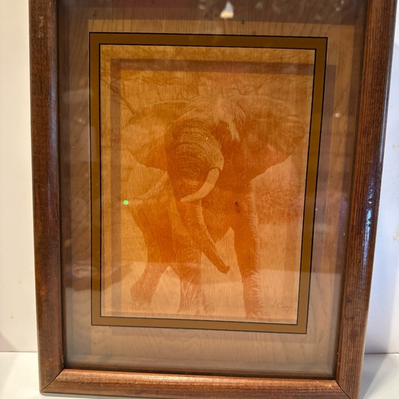 Dennis Curry | Art | Elephant Illustration In Wooden Frame | Poshmark